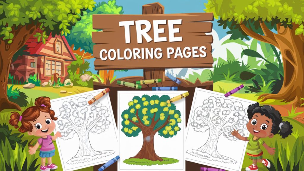 Tree Coloring Pages - Free PDF Printables For Kids 🌳🌲🖍️ - Children ...